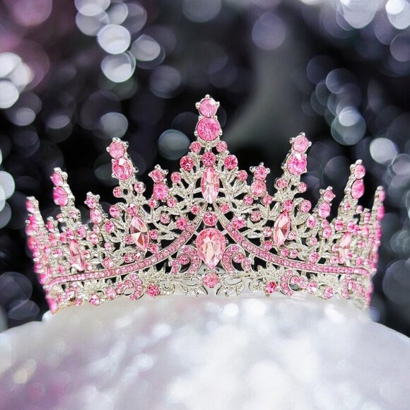 Handmade | Accessories | Pink Princess Tiara Silver Wedding Tiara Pink ...